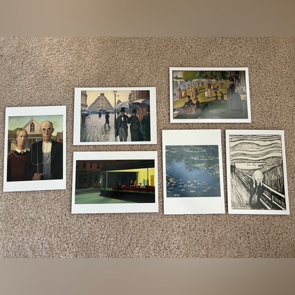 Art | Set Of 6 Iconic Art Postcards Monet Hopper Munch Seurat 5 X 7 ...